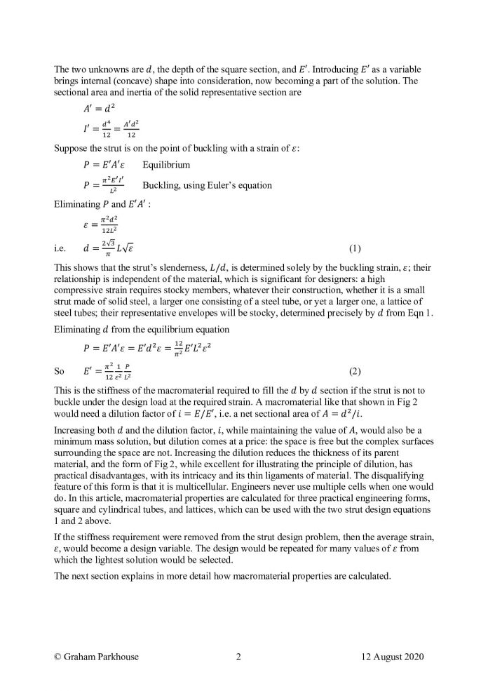 Strut Design – Material dilution